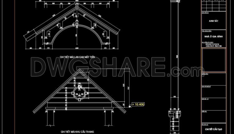 264. Detailed architectural CAD drawings of the roof and pergola - Free ...