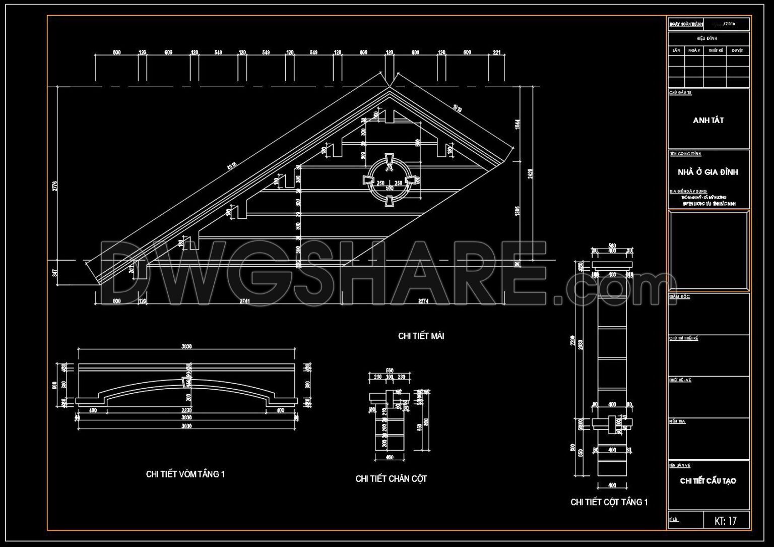 264. Detailed architectural CAD drawings of the roof and pergola