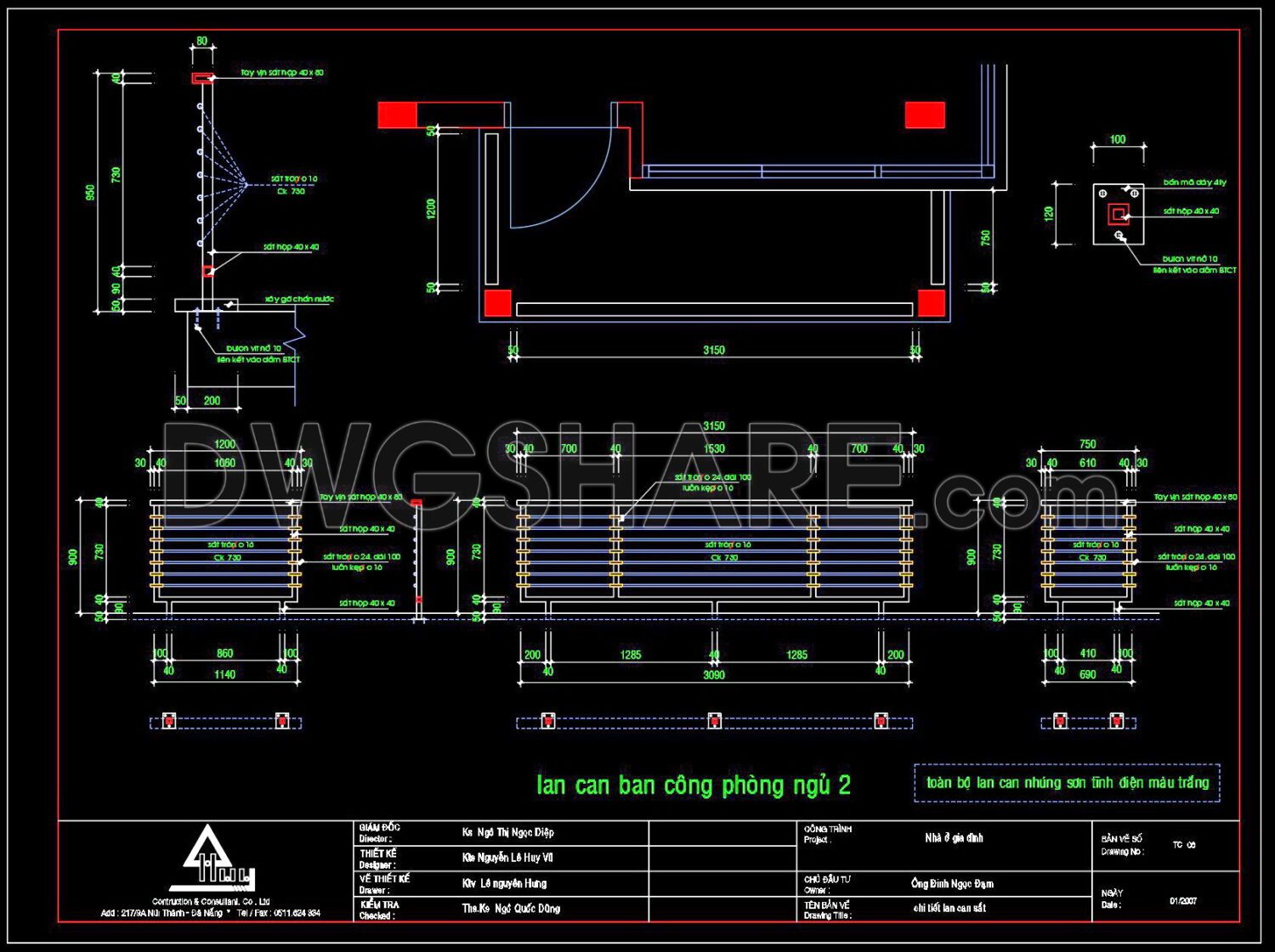 266. Detailed architectural CAD drawings of balconies