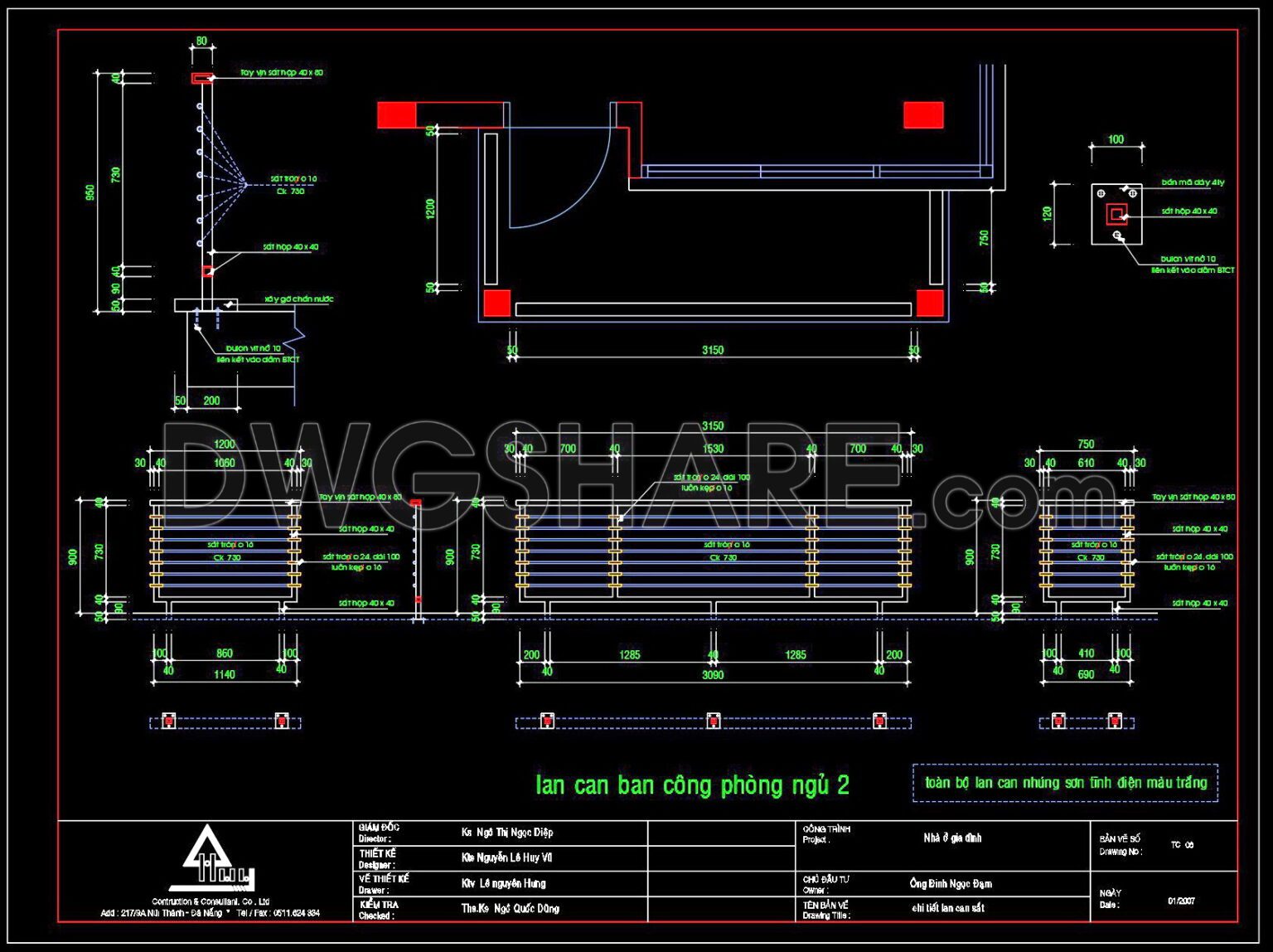 266. Detailed architectural CAD drawings of balconies