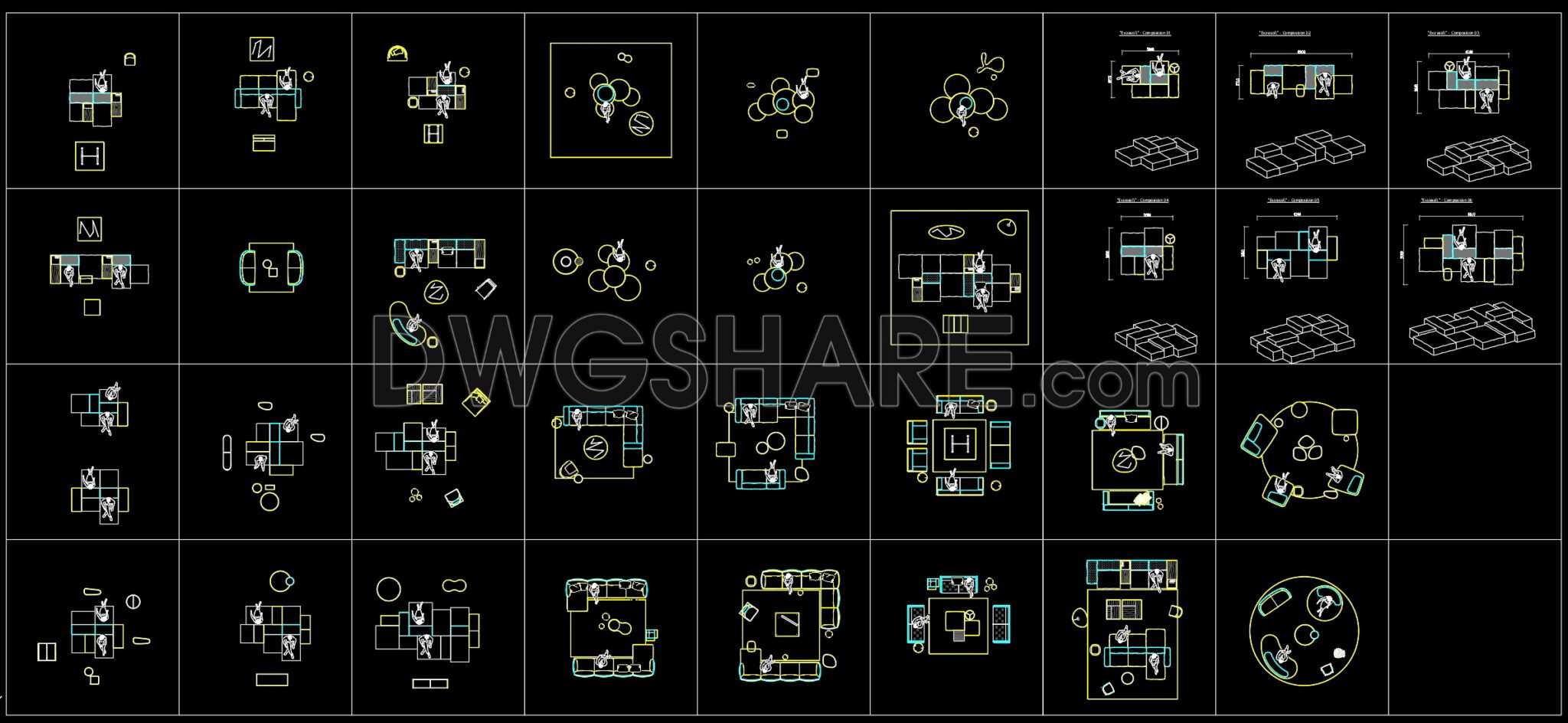 279. Free download the classic and modern Italian Divani sofa CAD block ...