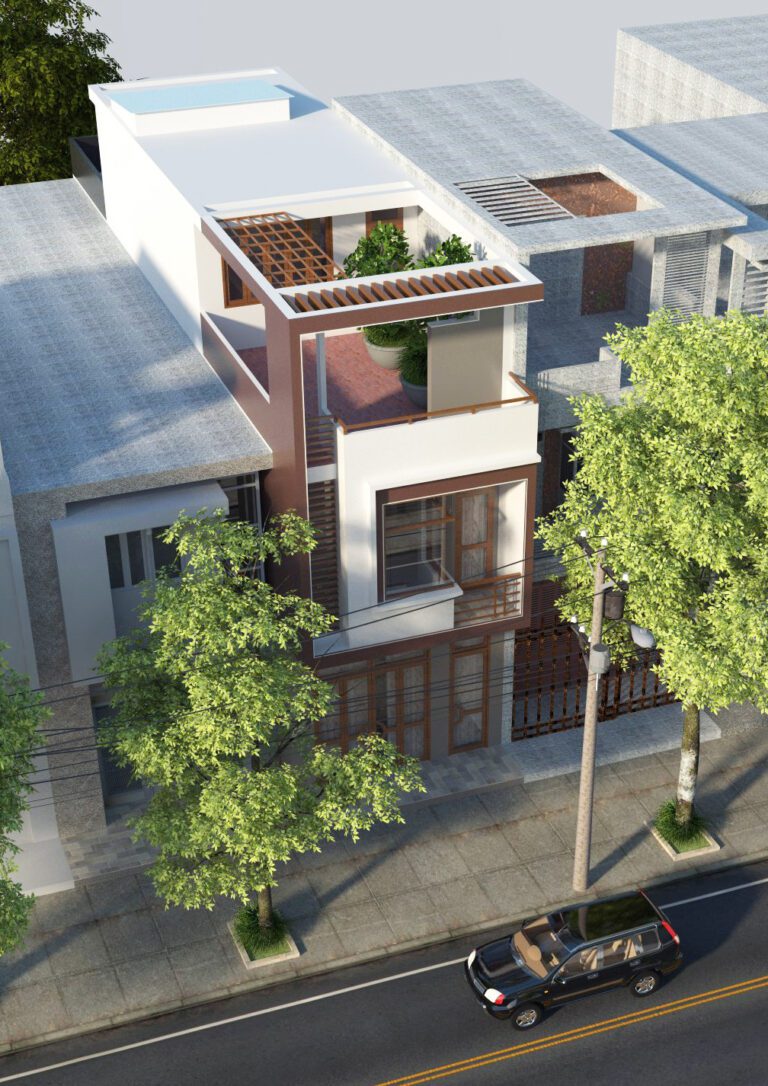 286. CAD design drawings for a 3-story townhouse with dimensions of 4 ...