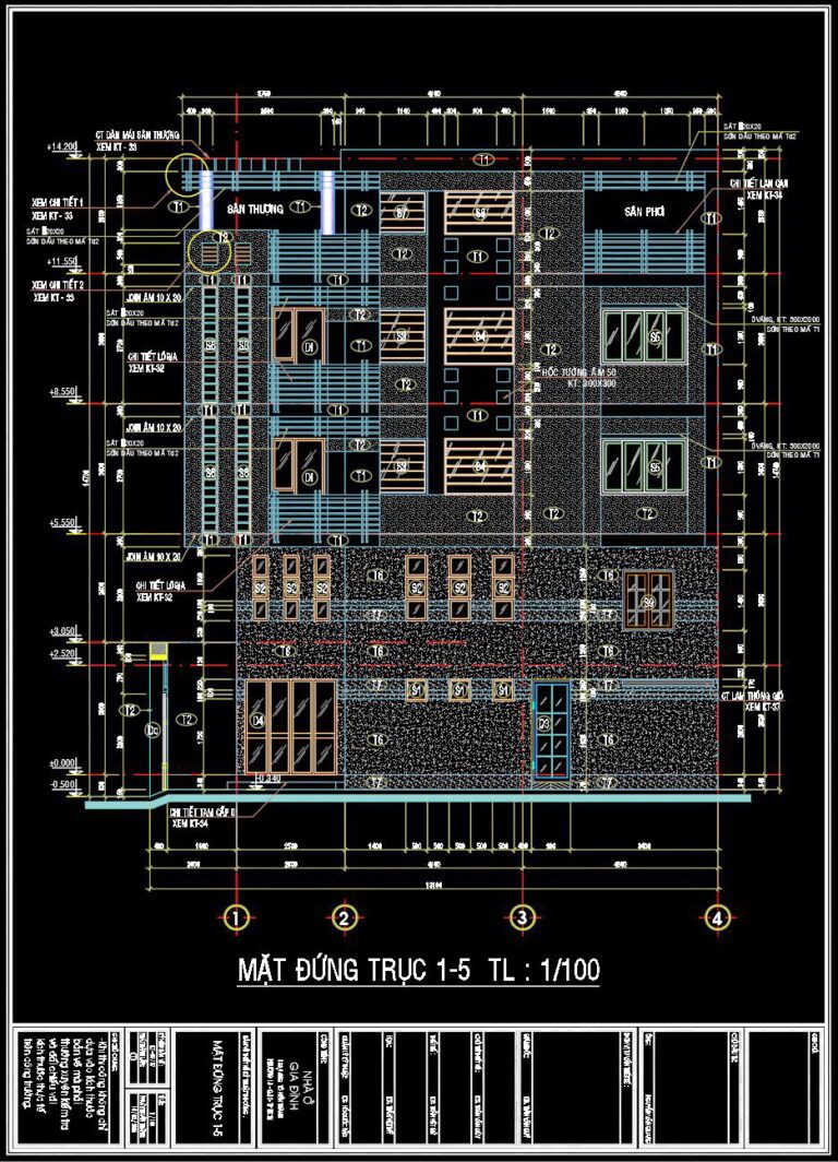 289. CAD design drawings for a 5-story townhouse with dimensions of 4m ...