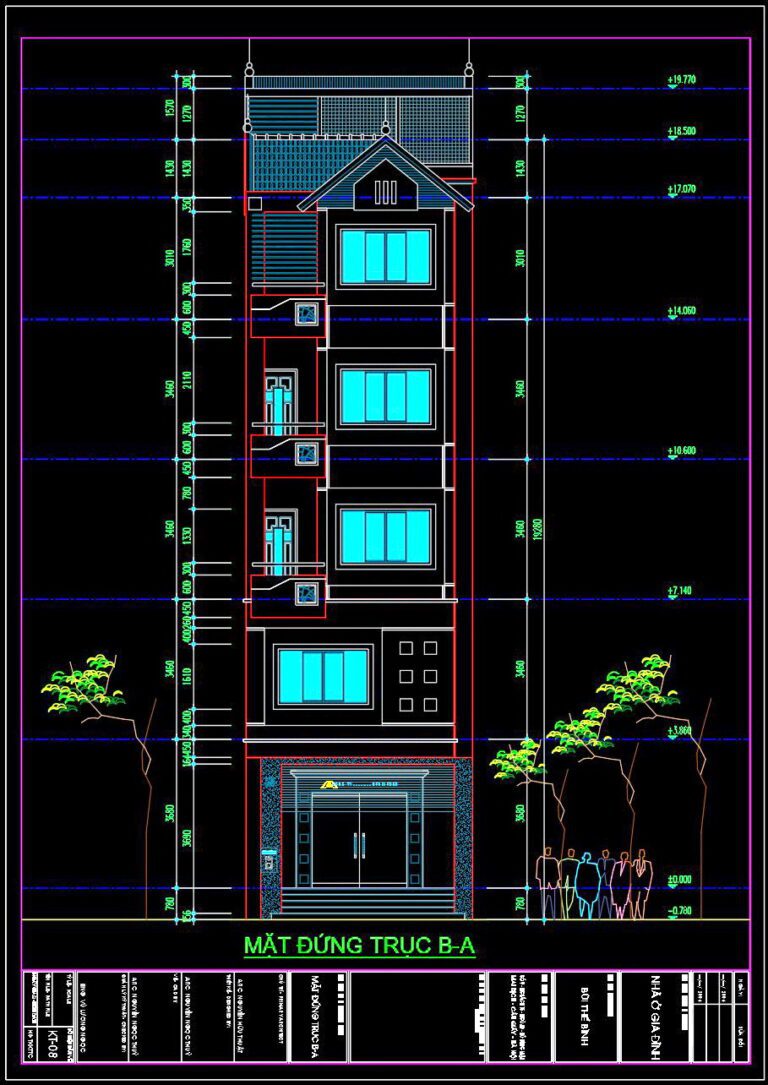293. CAD design drawings for a 5-story townhouse with dimensions of 5 ...