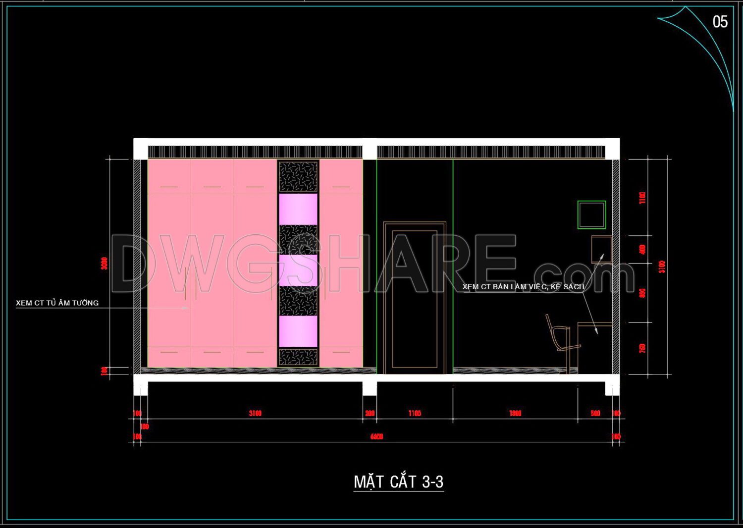 43. Download CAD drawings for interior design of bedroom