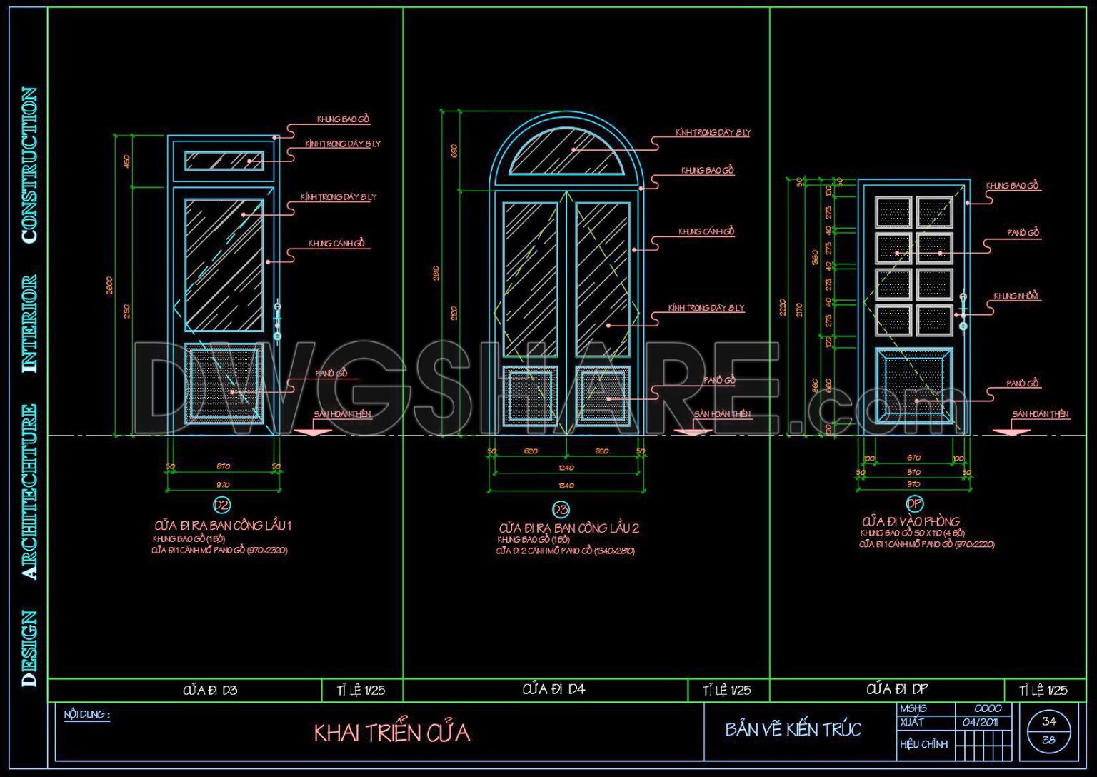 495. Detailed CAD Drawings Of Doors, Windows For Download