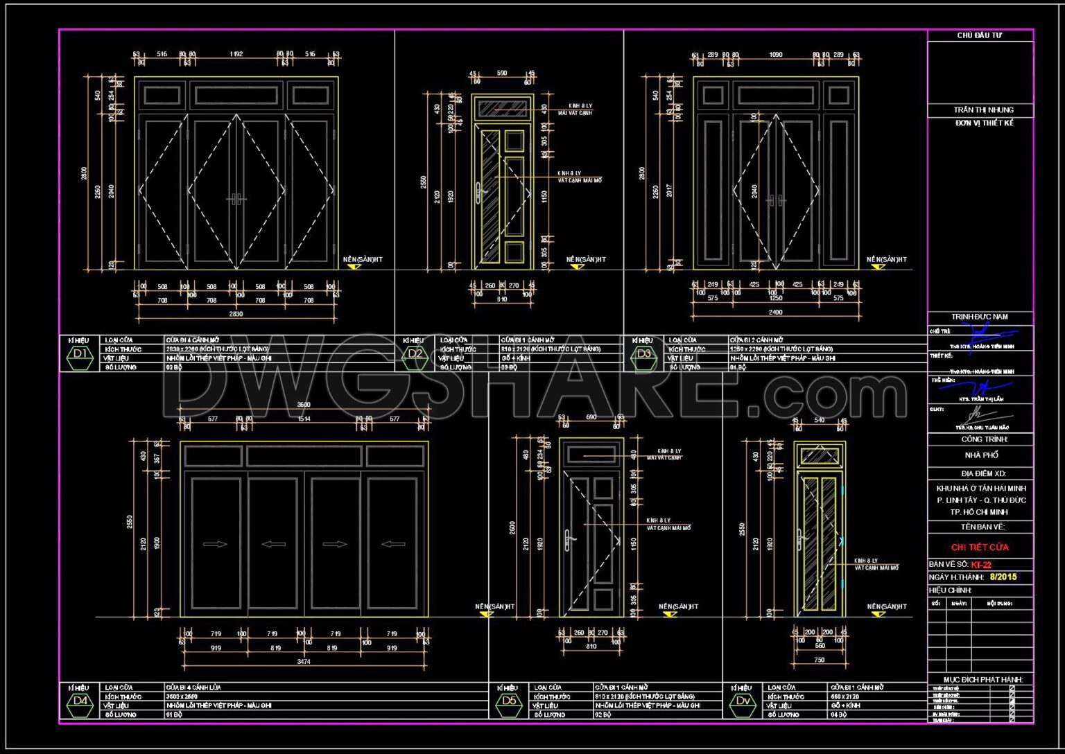502. Detailed CAD Drawings Of Doors, Windows For Download
