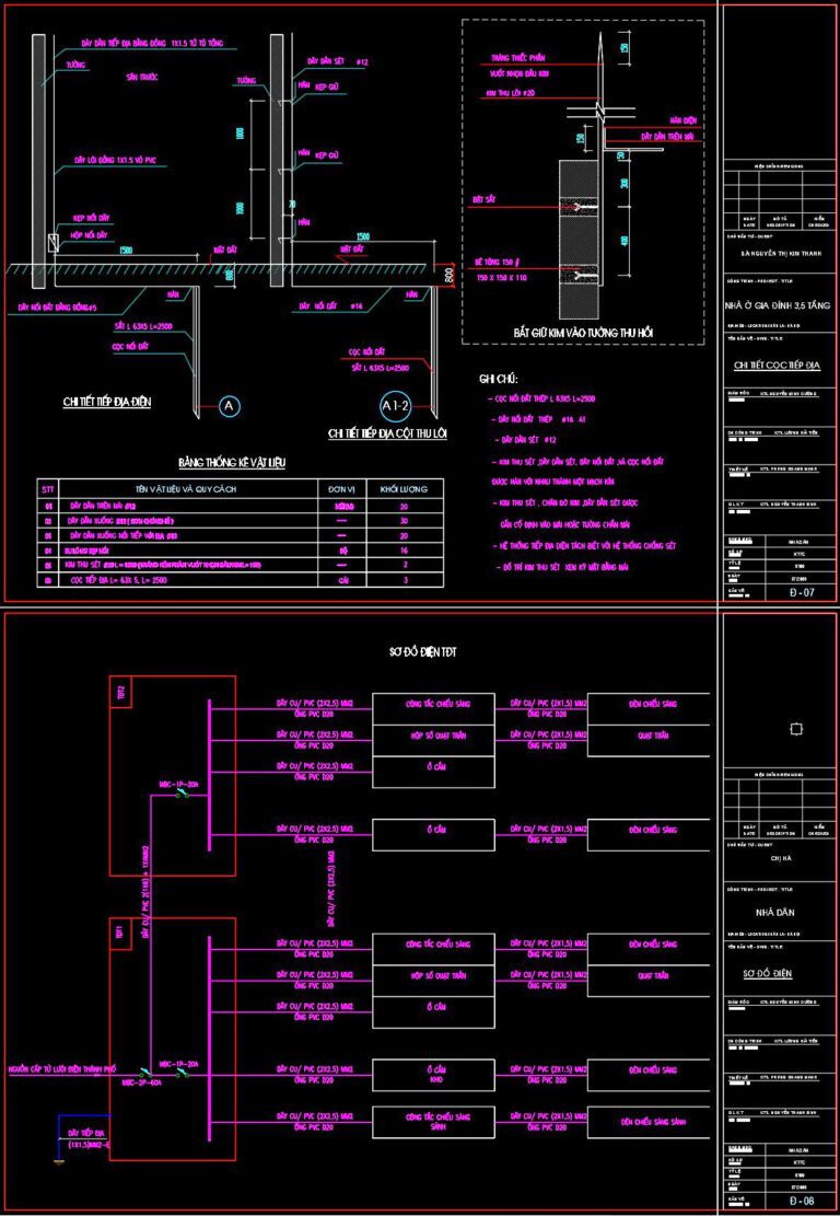 65. CAD drawings for detailed electrical designs for a 3-story townhouse