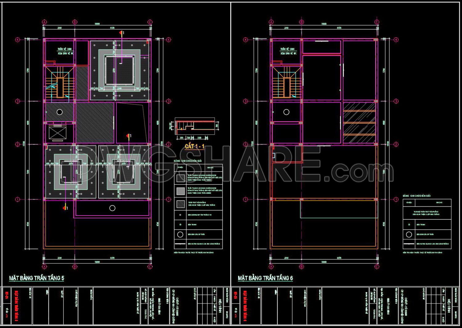84. Detailed CAD drawings of the ceiling and floor for a 5-story ...