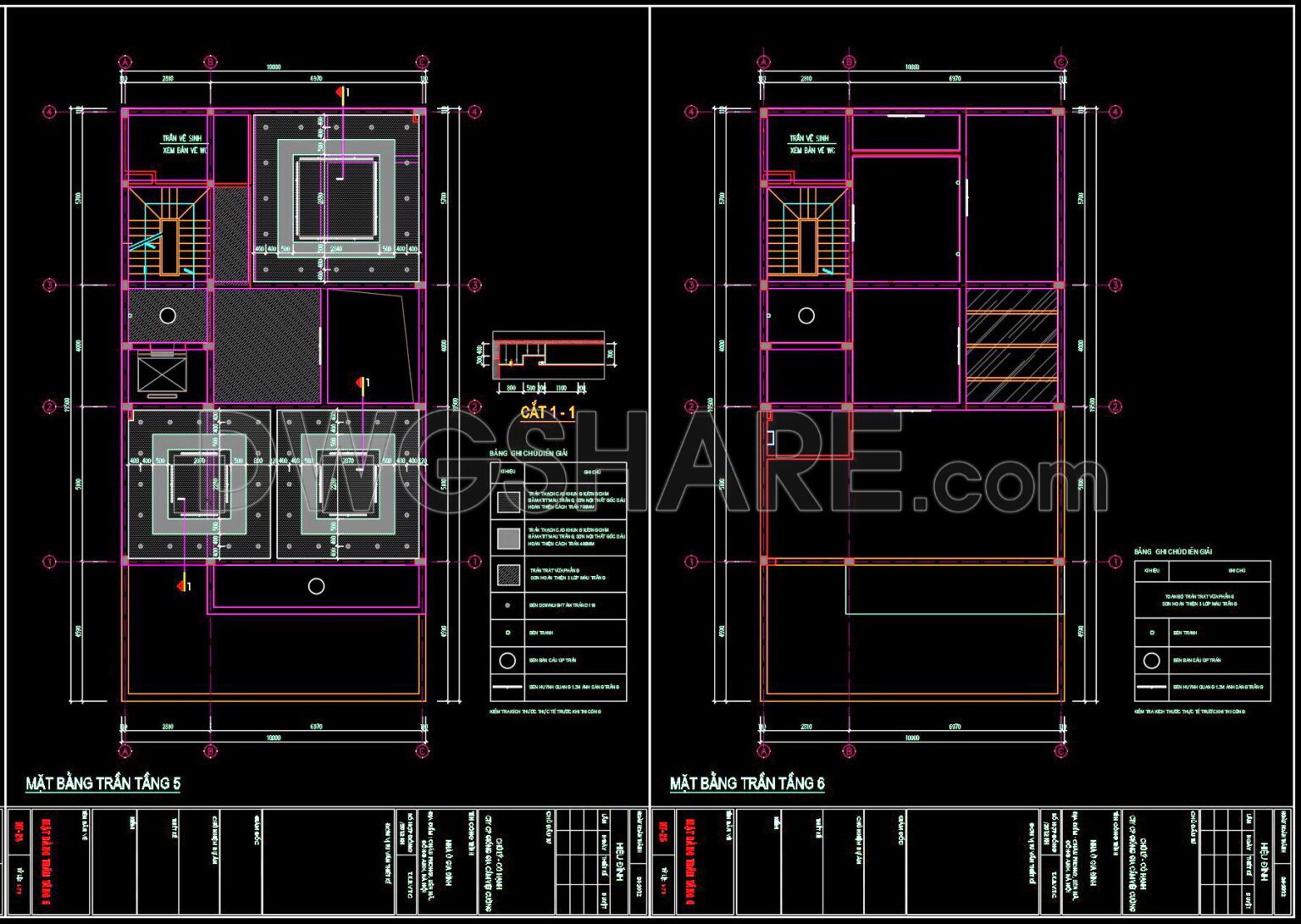 84. Detailed CAD drawings of the ceiling and floor for a 5-story ...