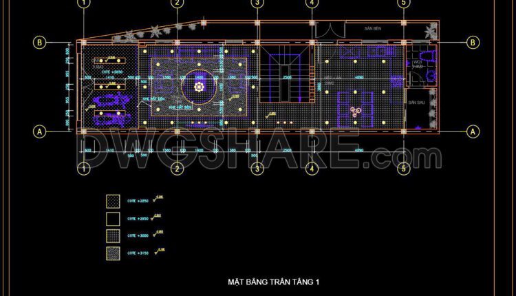 89. Detailed CAD drawings for the ceiling layout design of a 2-story ...