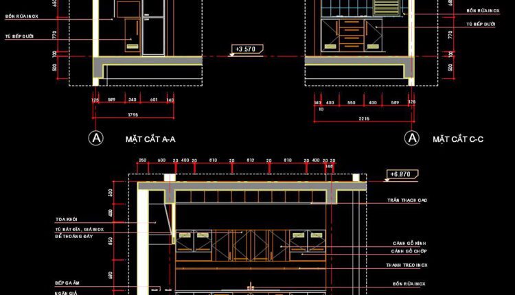 103. CAD technical drawings of kitchen cabinets for the house - Free ...