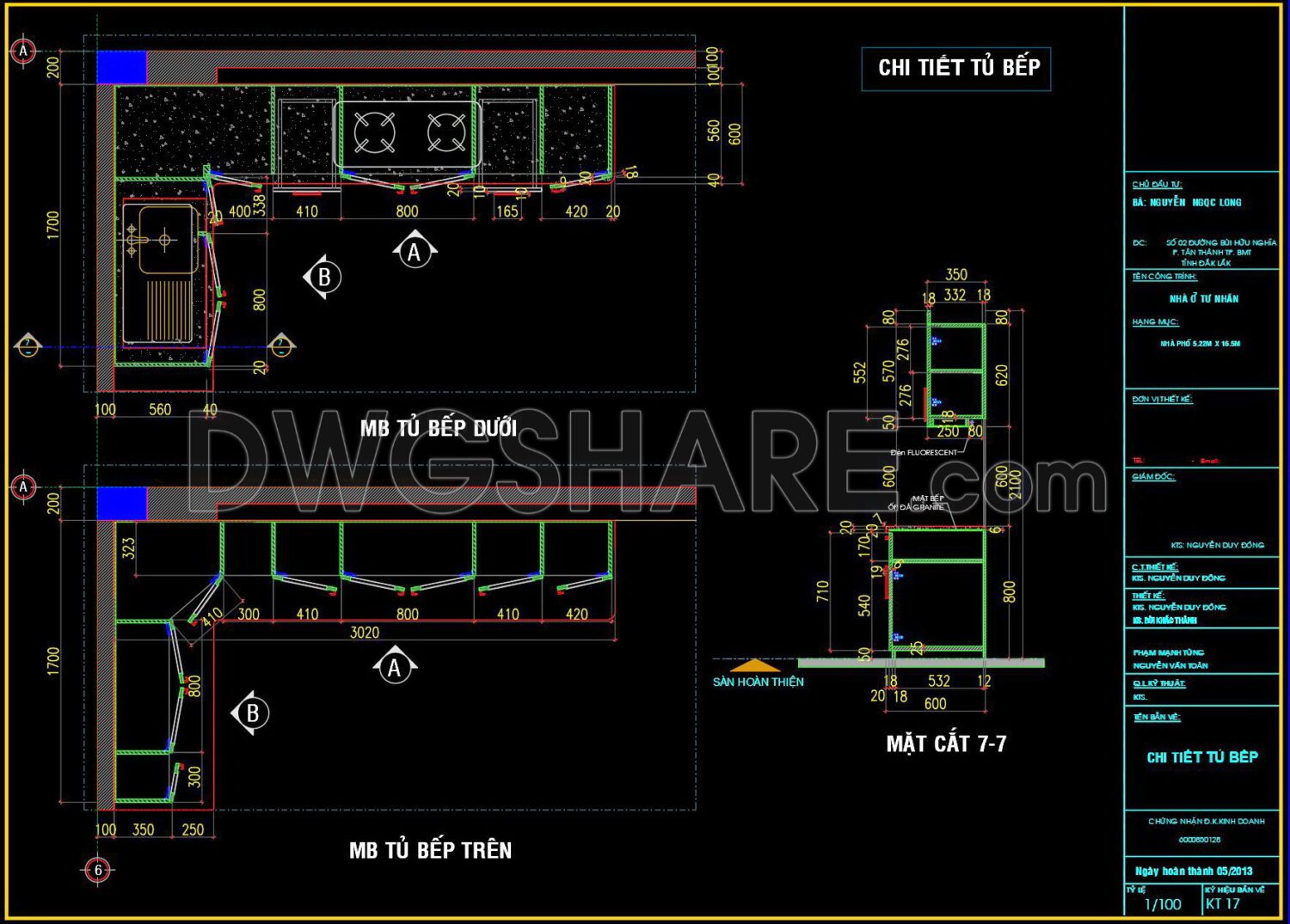 104. CAD technical drawings of kitchen cabinets for the house