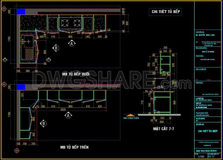 104. CAD technical drawings of kitchen cabinets for the house