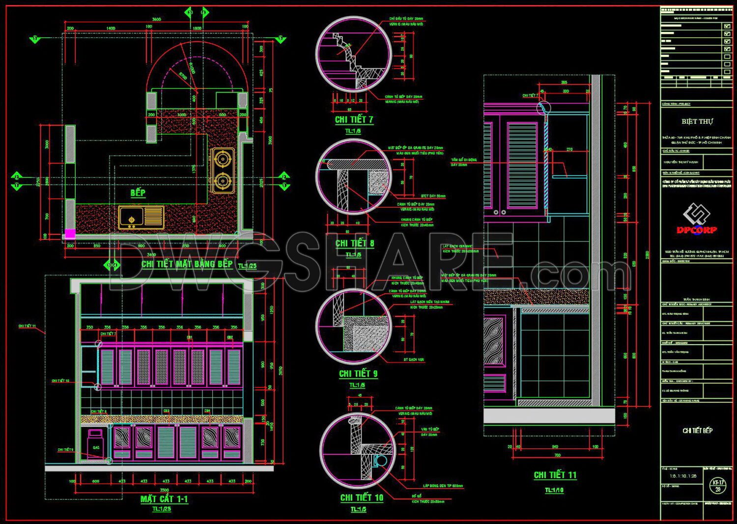 105. CAD technical drawings of kitchen cabinets for the house