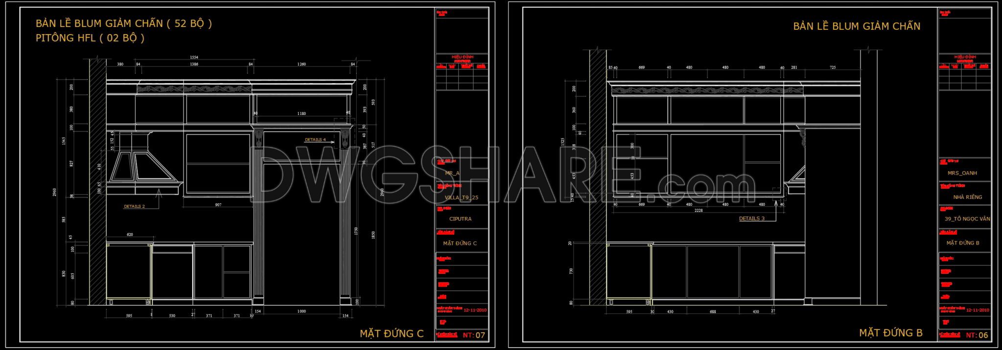 108. CAD technical drawings of kitchen cabinets for the house