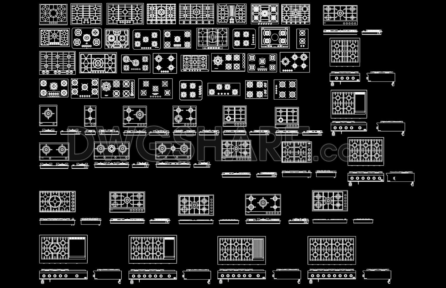 108. Gas-Cooktop CAD blocks free download