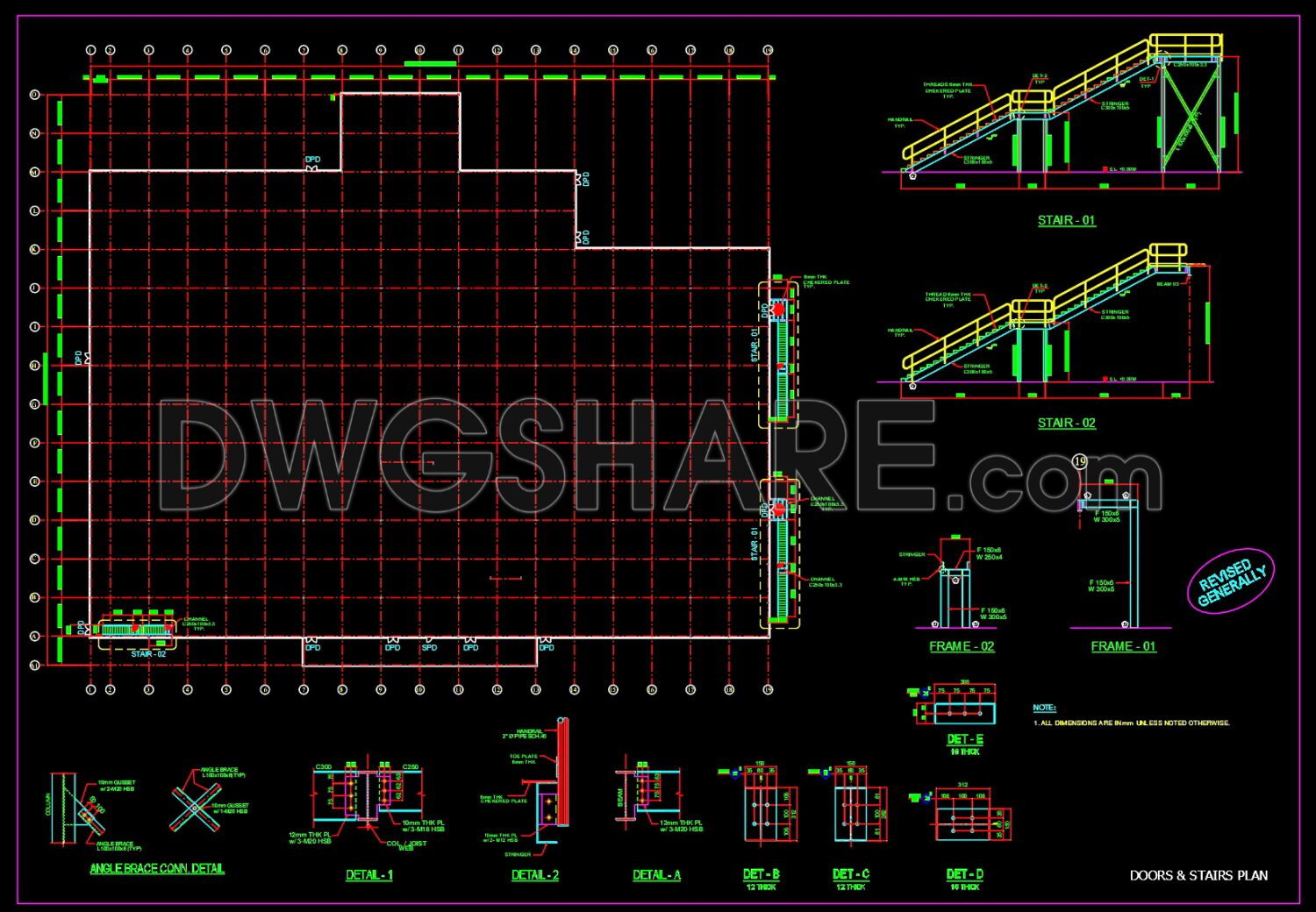 170. Complete steel structure drawing 2 story