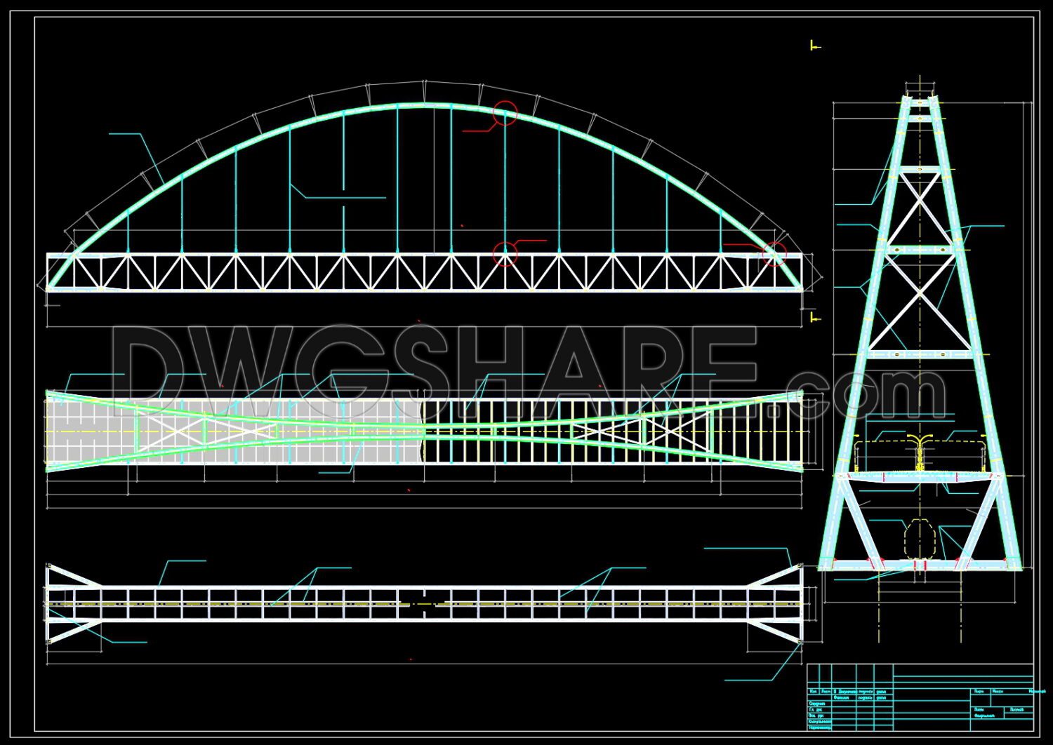 173. CAD drawing Of Bridge across a river free download
