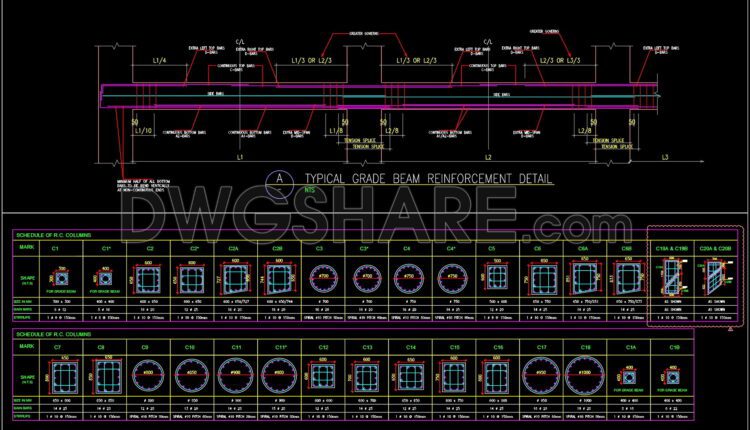 174. CAD drawing Of Grade beam and columns free download - Free Cad ...