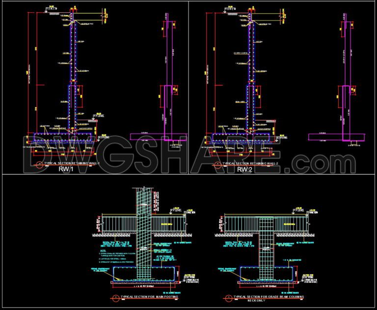 174. CAD drawing Of Grade beam and columns free download