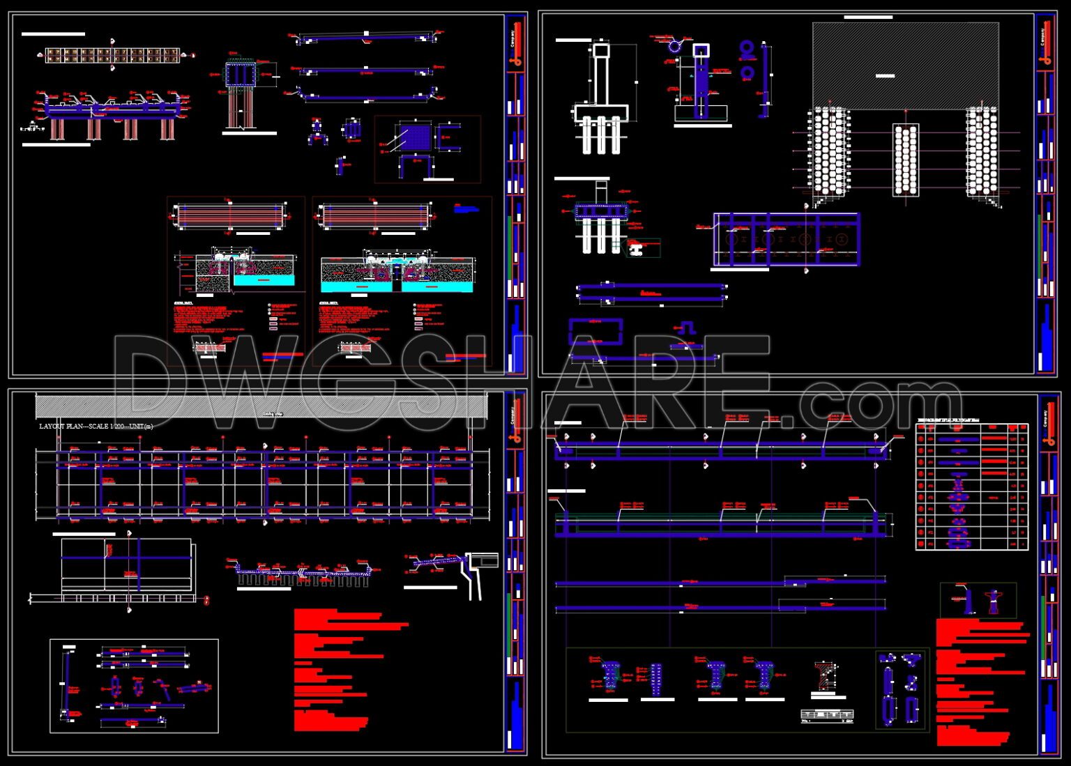 177. CAD drawing Bridge superstructure and foundations details free ...