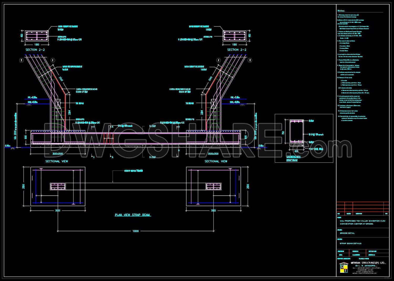 178. CAD drawing Bridge Foundation and column details Free Download