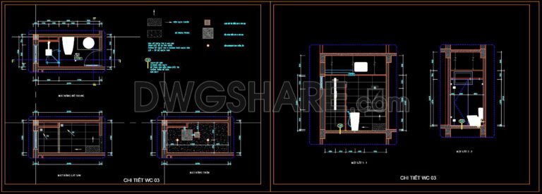 189. WC Layout Plan and elevations details CAD drawings download