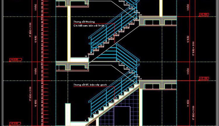 190. Download detailed CAD drawings of townhouse stairs - Free Cad ...