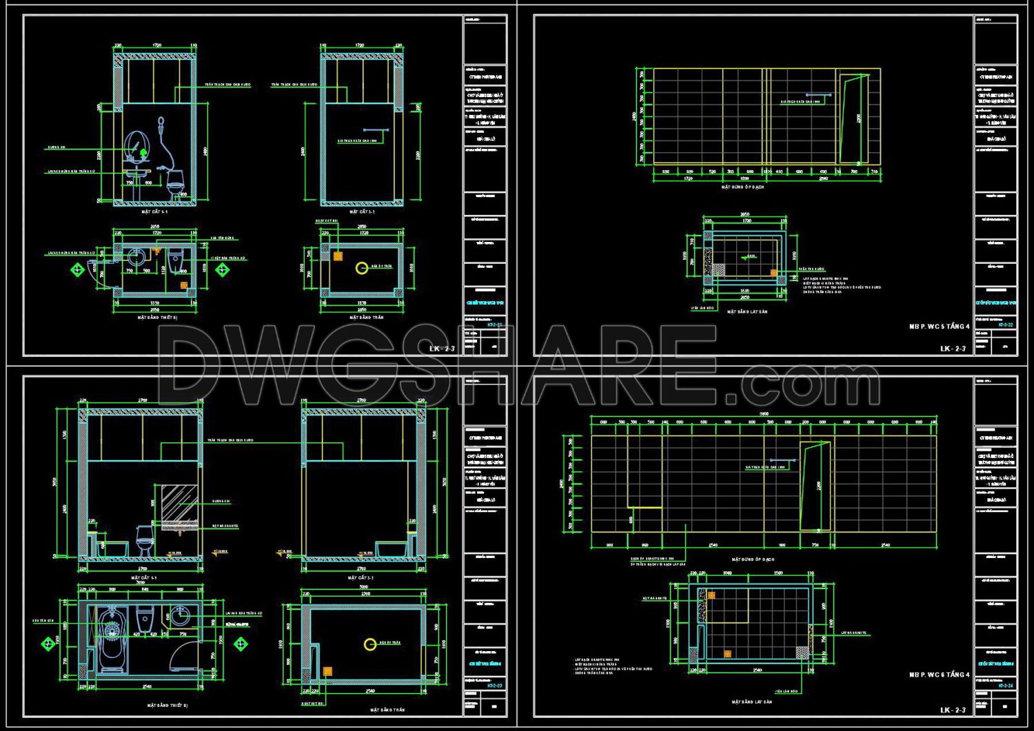 193. WC Layout Plan and elevations details CAD drawings download