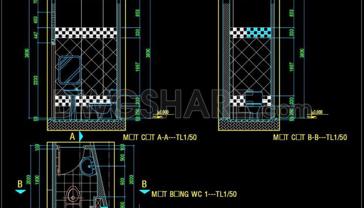 194. WC Layout Plan and elevations details CAD drawings download - Free ...