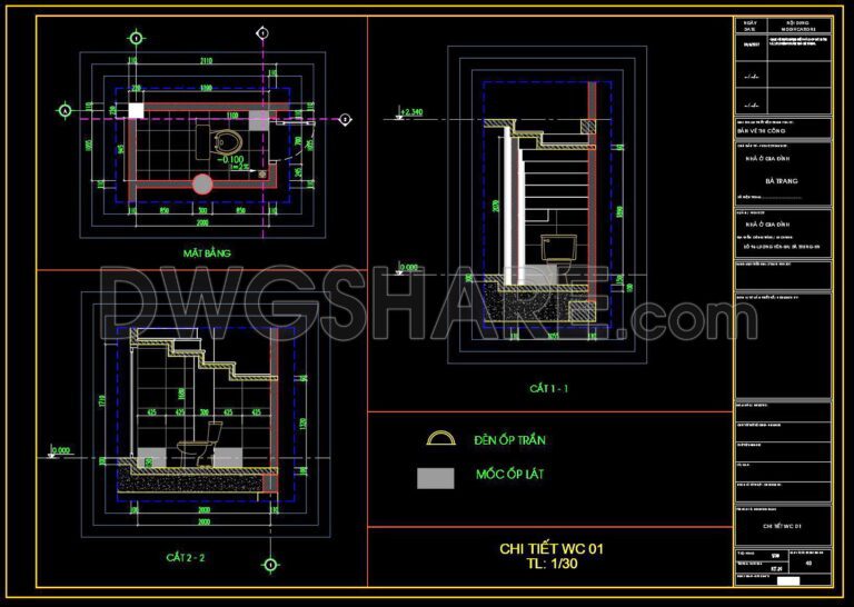 195. WC Layout Plan and elevations details CAD drawings download