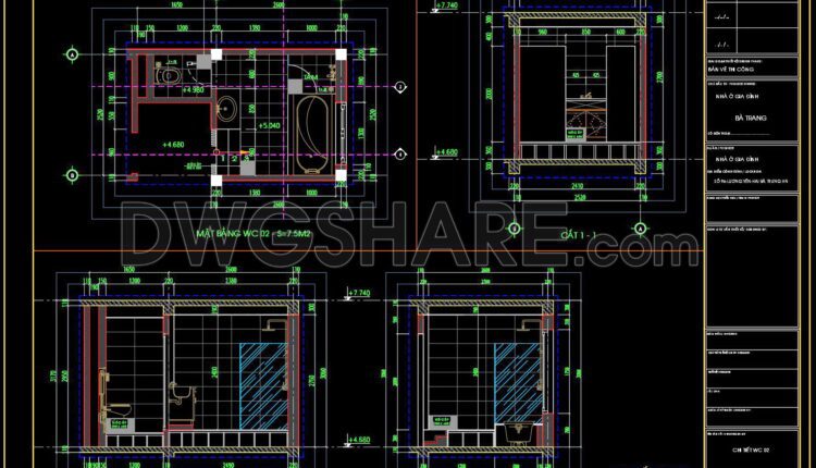 195. WC Layout Plan and elevations details CAD drawings download - Free ...