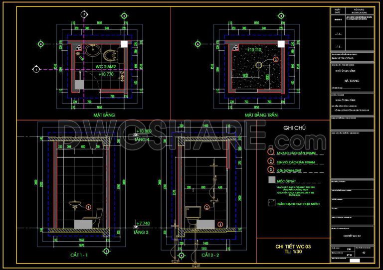 195. WC Layout Plan and elevations details CAD drawings download