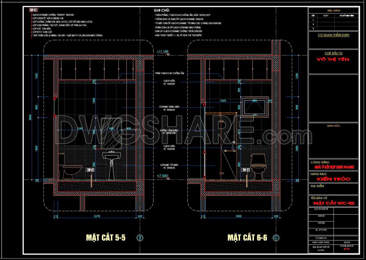 197. WC Layout Plan and elevations details CAD drawings download
