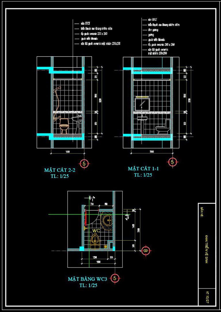 198. WC Layout Plan and elevations details CAD drawings download