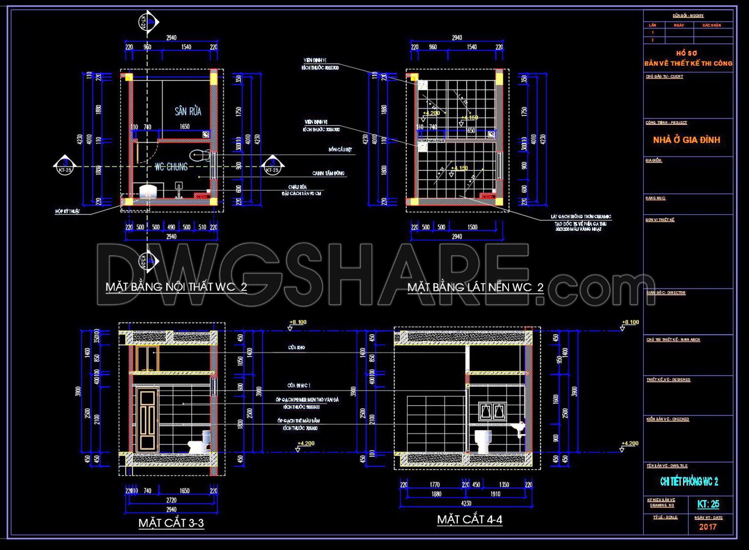 202. WC Layout Plan and elevations details CAD drawings download