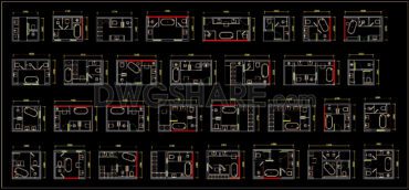205. CAD blocks of layout plans for the functionality of bathrooms and ...