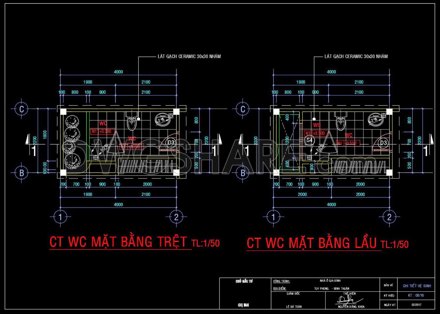 206. WC Layout Plan and elevations details CAD drawings download