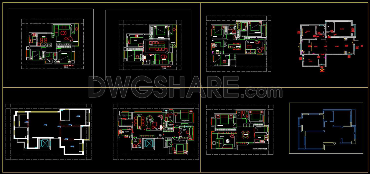 207. Functional layout plans of apartments ranging from 100m2 to 109m2