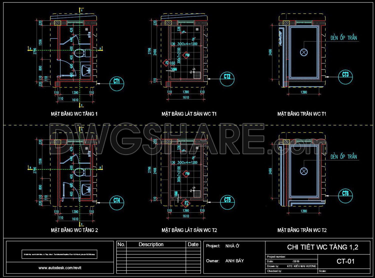208. WC Layout Plan and elevations details CAD drawings download