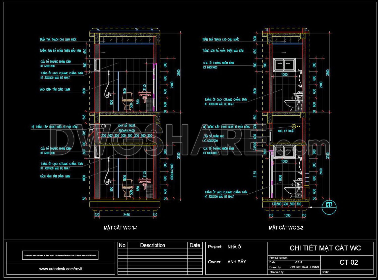 208. WC Layout Plan and elevations details CAD drawings download