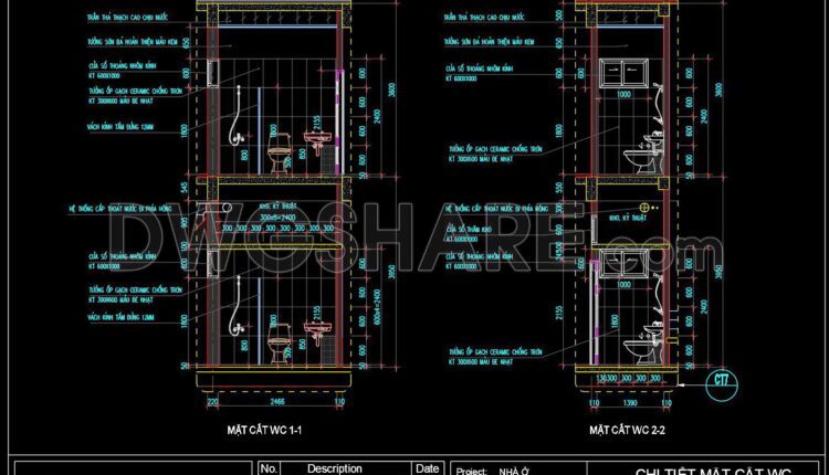 208. WC Layout Plan and elevations details CAD drawings download - Free ...