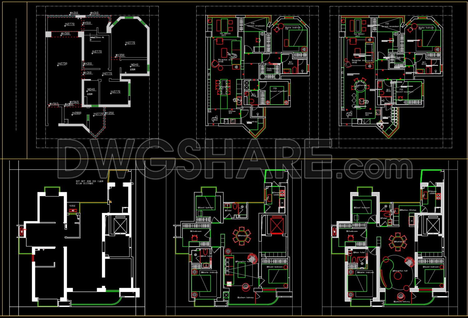 209. Functional layout plans of apartments ranging from 120m2 to 126m2