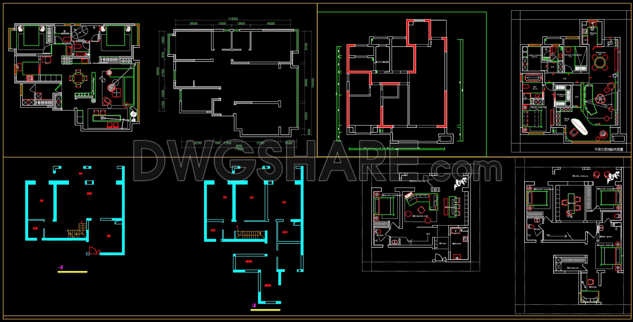 210. Functional layout plans of apartments ranging from 140m2 to 148m2