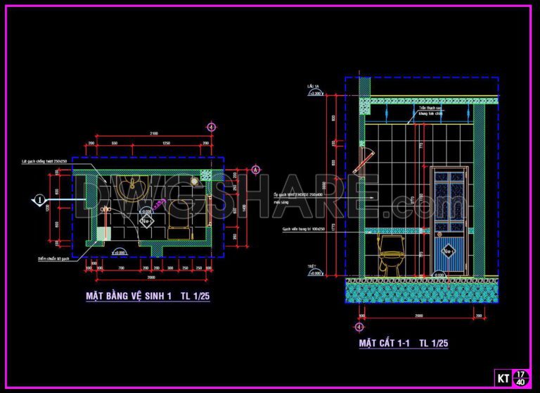 210. WC Layout Plan and elevations details CAD drawings download