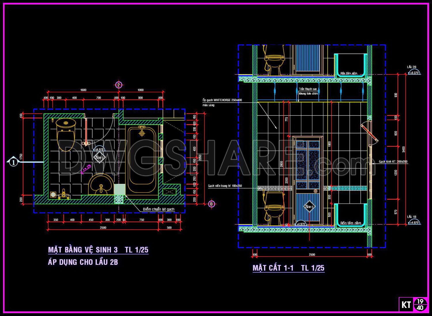 210. WC Layout Plan and elevations details CAD drawings download