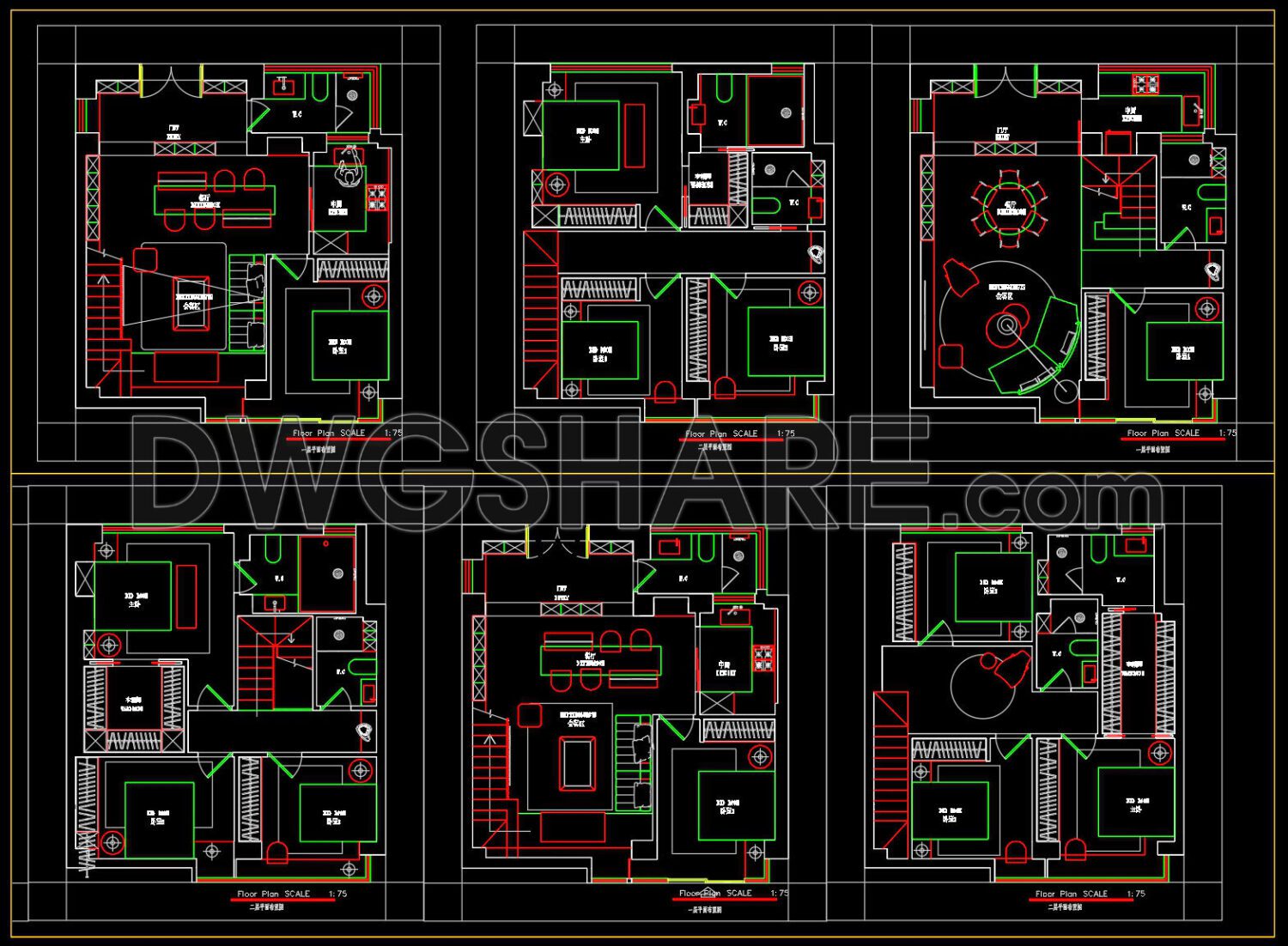 211. Functional layout plans of apartments ranging 150m2