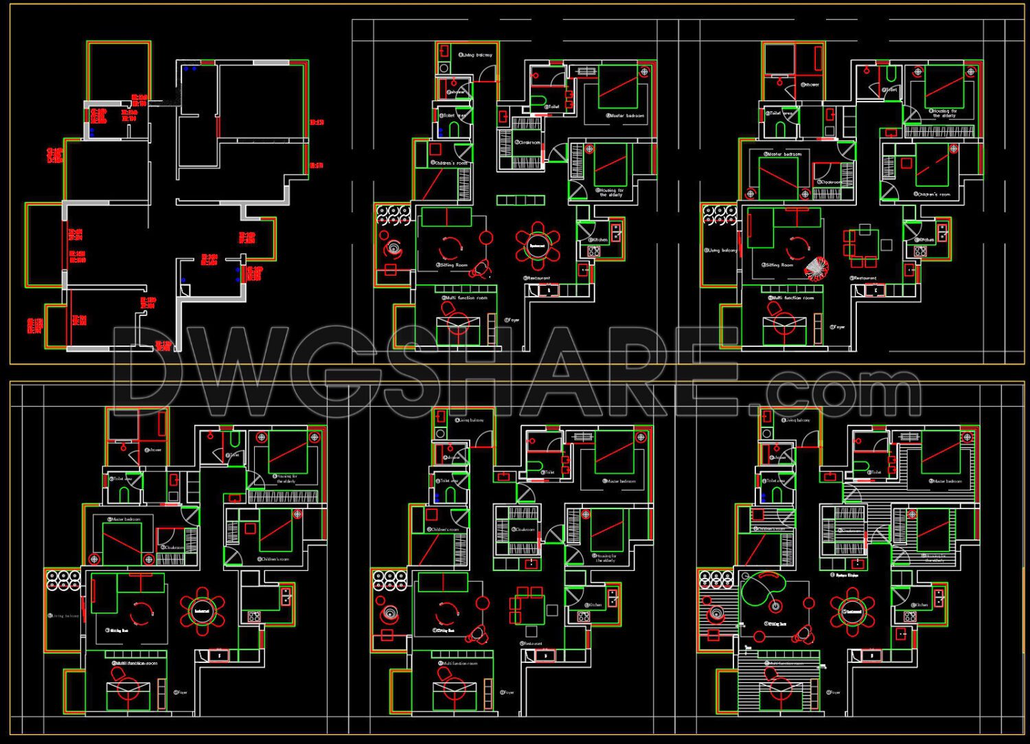 211. Functional layout plans of apartments ranging 150m2