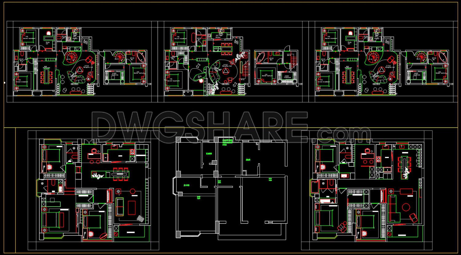212. Functional layout plans of apartments ranging from 150m2 to 164m2